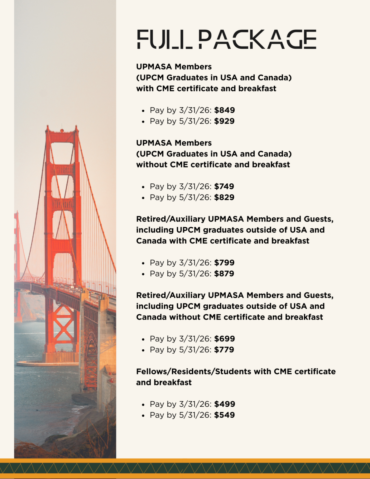 SF Full Package Tickets | UPMASA AGC