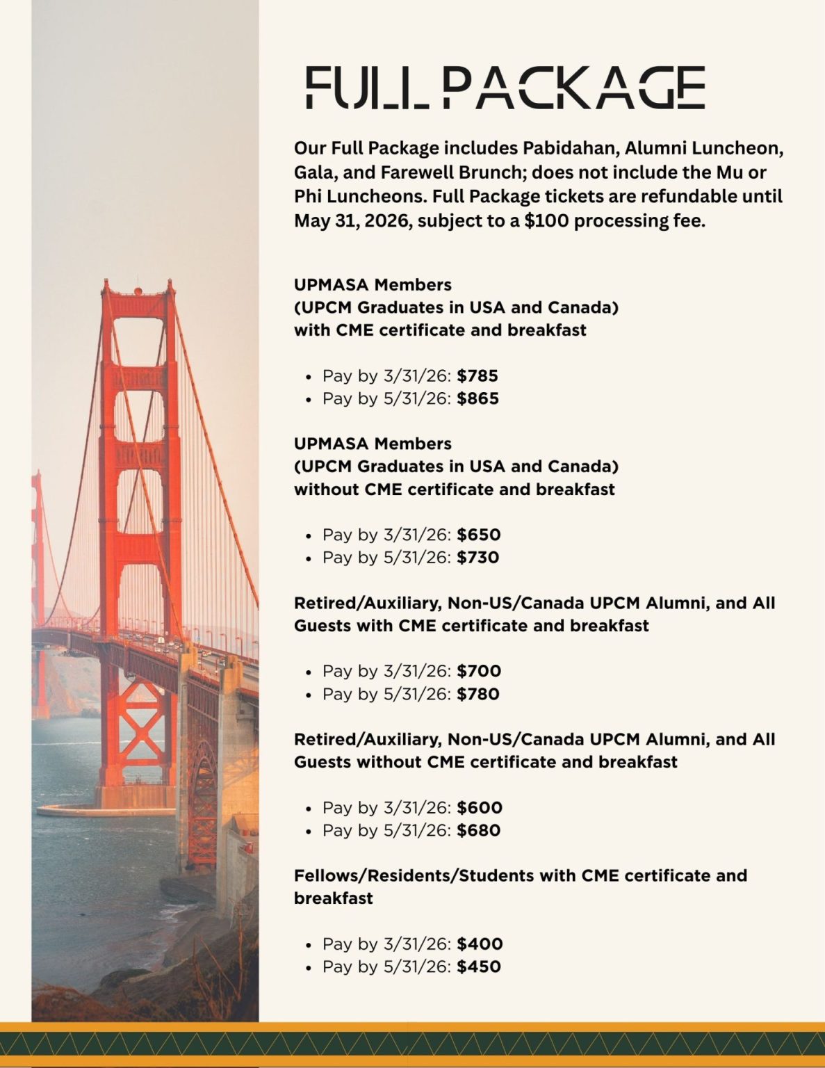 SF Full Package Tickets | UPMASA AGC